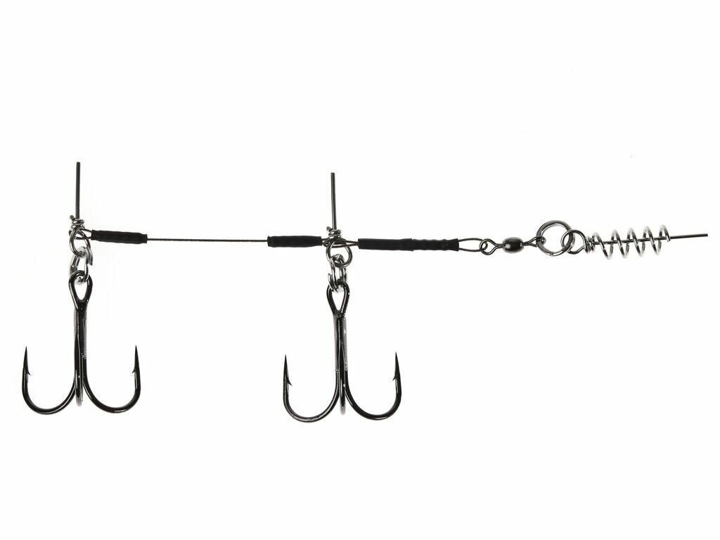 Оснастка стал. Lucky John STINGER SSW 1х7 3,5+5,5cm, оснащенная тройником №01 1шт. поводки для рыбалки