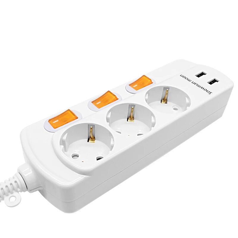 Удлинитель сетевой 5 розеток 2 USB, 1.5M, белый