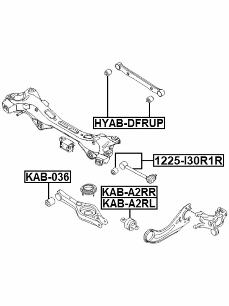 Сайлентблок заднего продольного рычага правый KIA, HYUNDAI KAB-A2RR FEBEST.