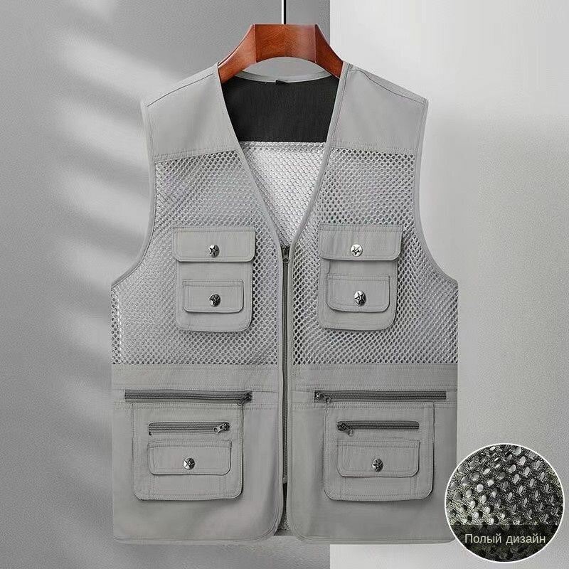Летний тонкий жилет для рыбалки и фотосъемки с несколькими карманами
