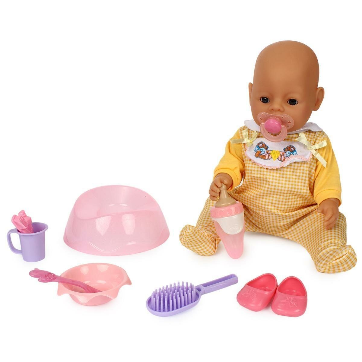 Пупс интерактивный с функцией кормления и горшком, 45 см, пластик/винил, 10 аксессуаров, модель "R322002-5"
