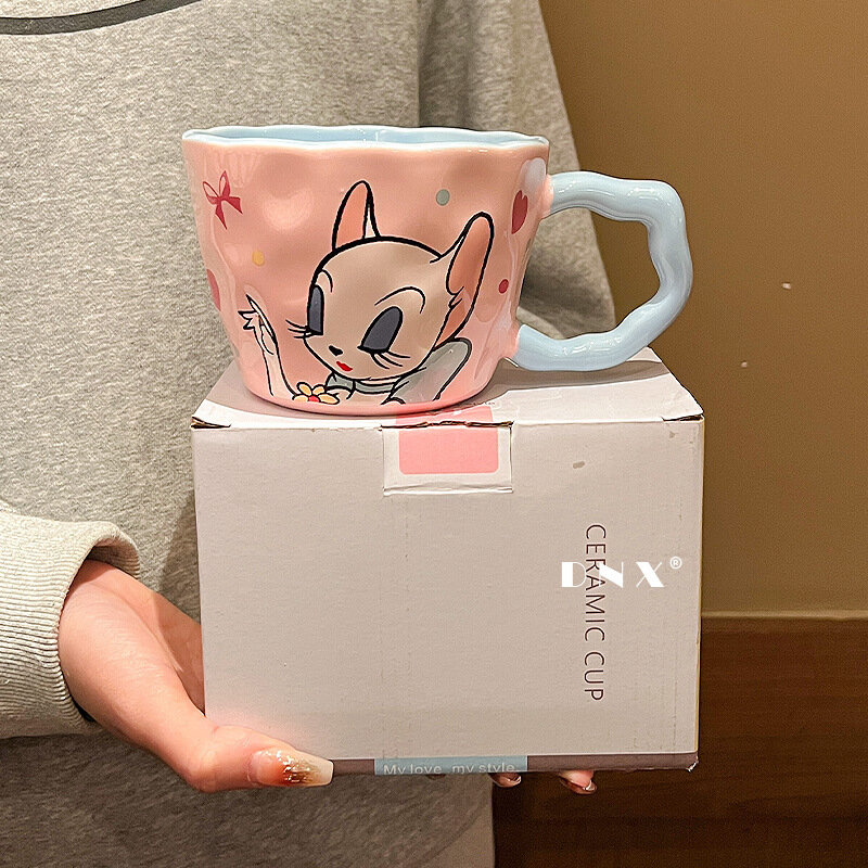 Кружка Том и Джерри с большими ушами для офиса, керамическая кружка, подарок на день рождения, домашняя чашка для воды, чашка для завтрака и кофе