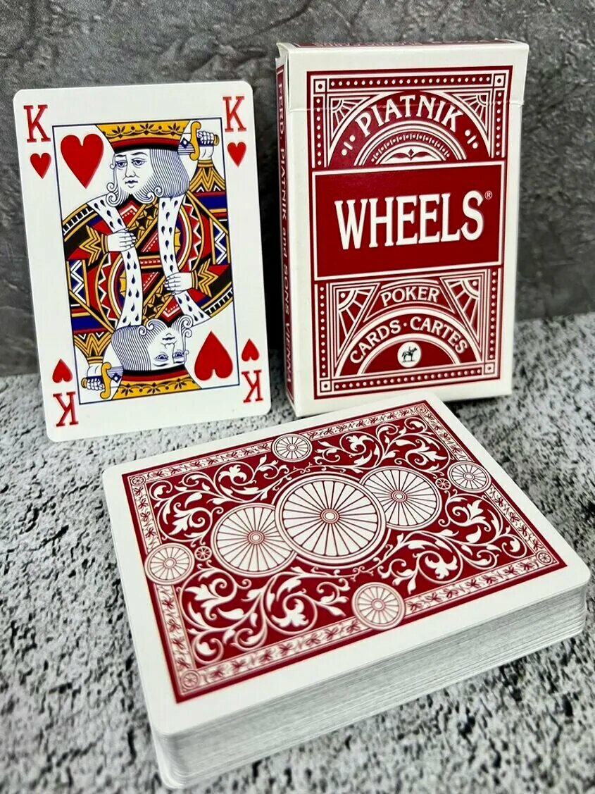 Карты игральные piatnik 54 шт. Wheels (Круги Покер) 1391, покерные, красная рубашка
