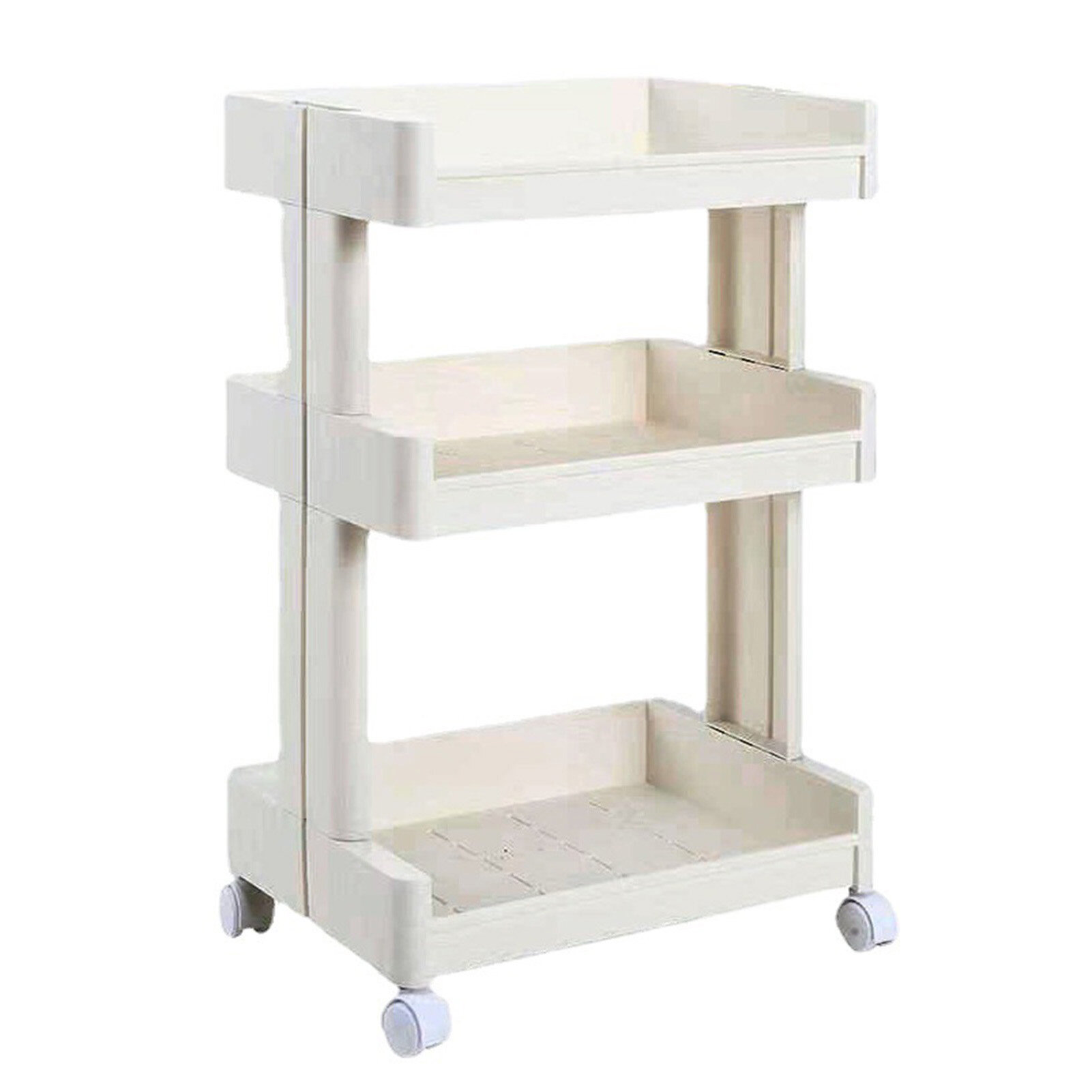 3-х уровневая тележка для хранения, многофункциональная тележка на колесиках большой вместимости с колесами для салона красоты, кухни, ванной комнаты, офиса