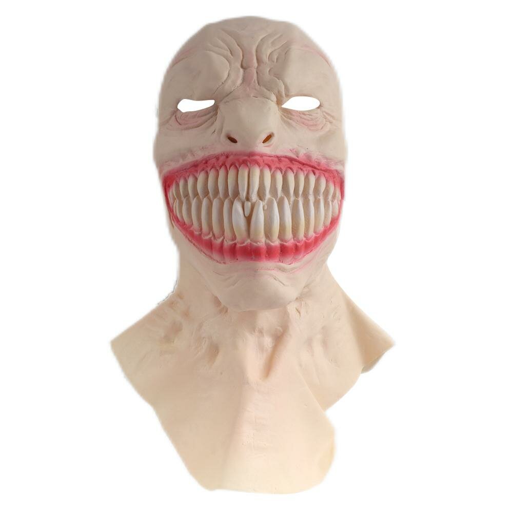 Маска клоуна на Хэллоуин, маска дьявола, маска ужаса, жуткая маска демона с клыками.
