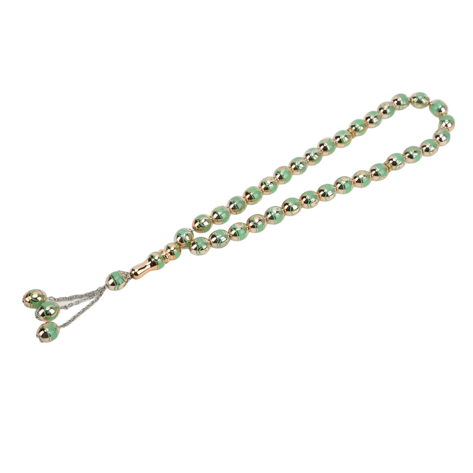 Бусины четок белого, бежевого, сине-зеленого цвета, со звездным узором, из смолы, 33 четки для ежедневного украшения, подарочный зеленый