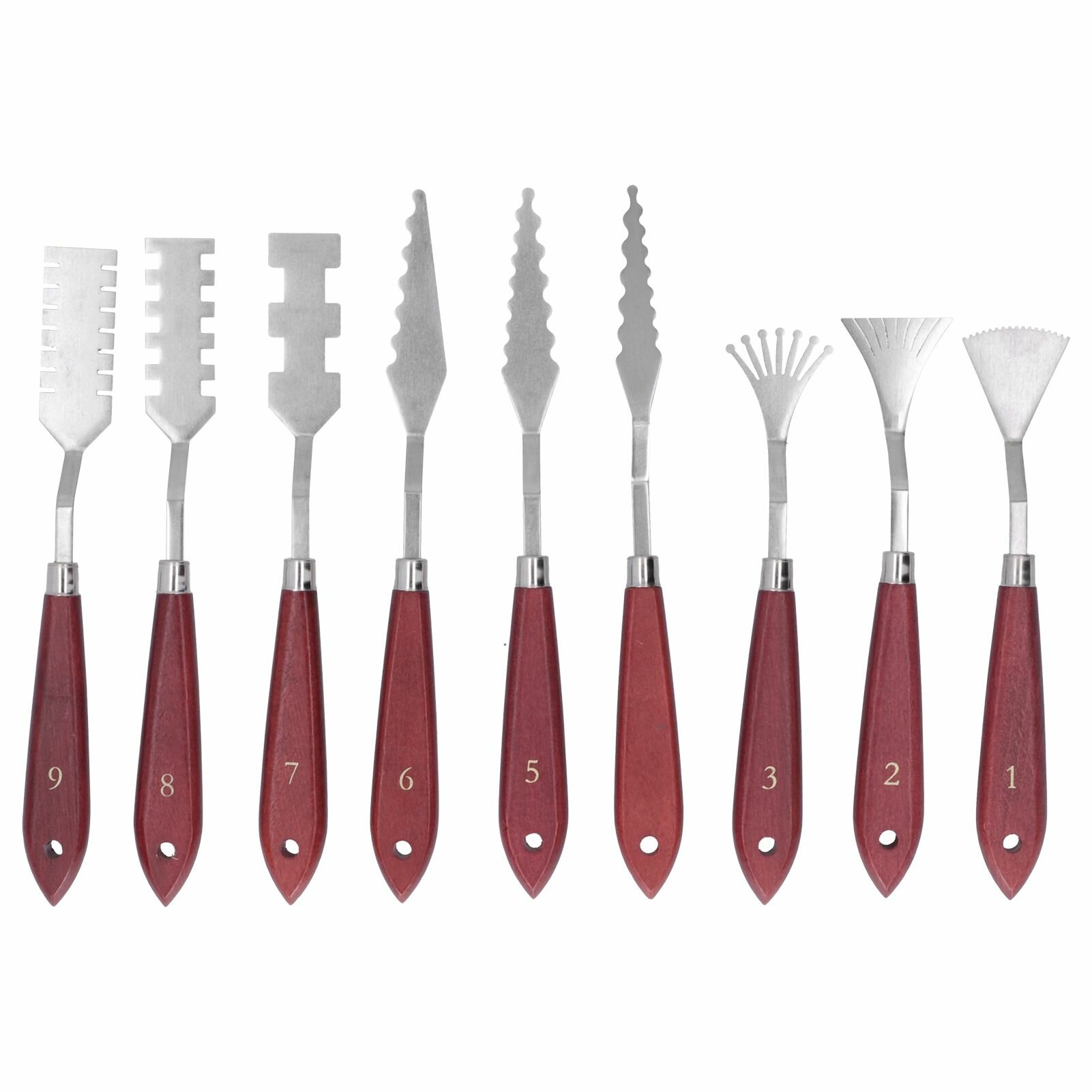 Деревянный мастихин 9 шт, инструменты для смешивания шпателей для масляной живописи, акриловый скребок с эргономичной деревянной ручкой, идеально подходит для художников