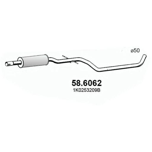 Средний глушитель выхлопных газов, ASSO 58.6062 (1 шт.)