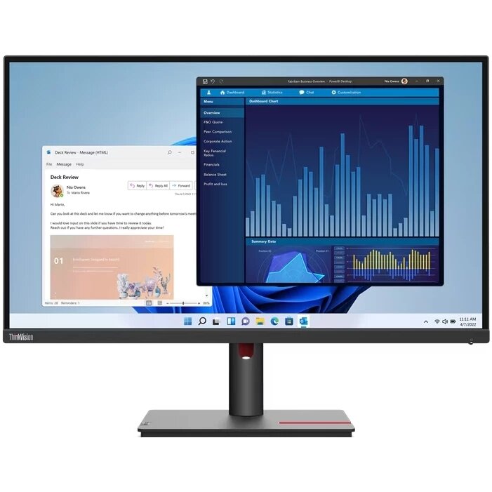 Монитор 27 Lenovo ThinkVision T27p-30 IPS 3840x2160, 60 Гц, 4 мс, 16:9, 350 кд/м², HDMI 2.0, DP 1.4, USB-C (90 Вт), 3.5 Jack, USB Hub (3x USB 3.2), RJ-45, черный