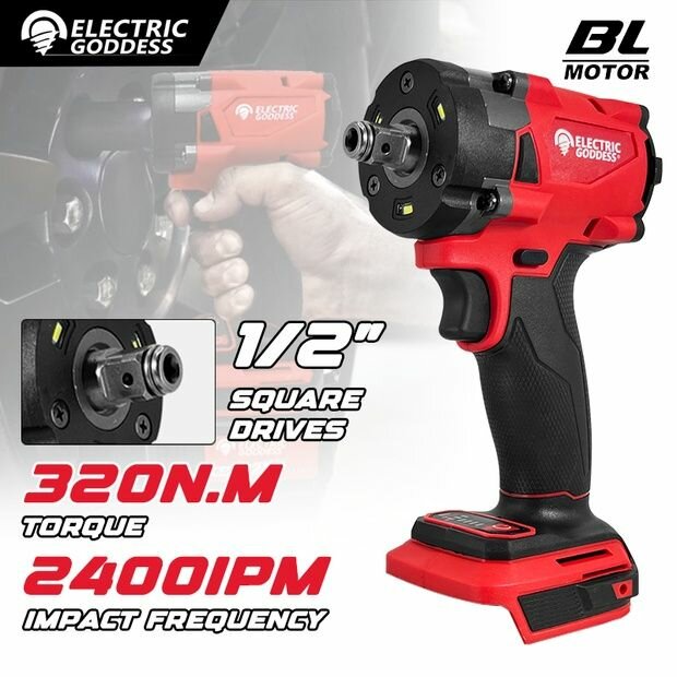 Гайковерт аккумуляторный ударный мощный бесщеточный 1/2",220N. М, 550/850/1150/1450 об/мин