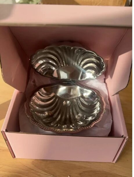 Металлическая тарелка-ракушка из нержавеющей стали with pink box