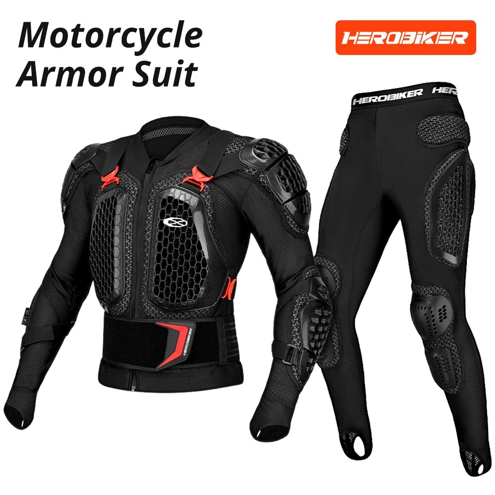 Броня для внедорожного мотоцикла унисекс с защитой груди и спины, дышащая, устойчивая к истиранию, ударная экипировка для мотокуртки XXXL, MC1022 Red Suit