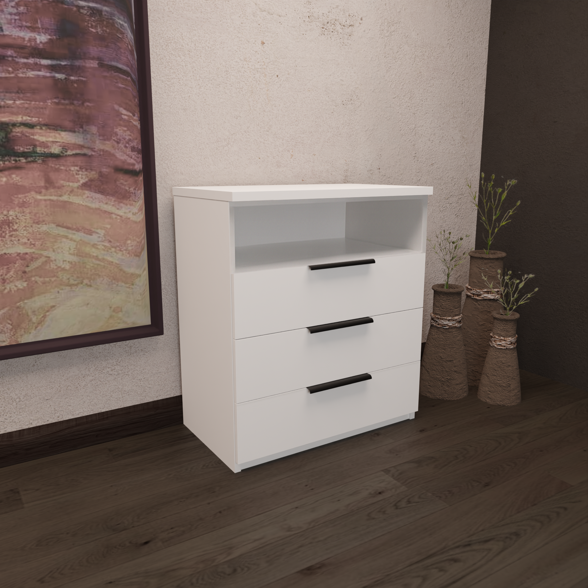 Комод 900-3 ЛДСП профильные ручки