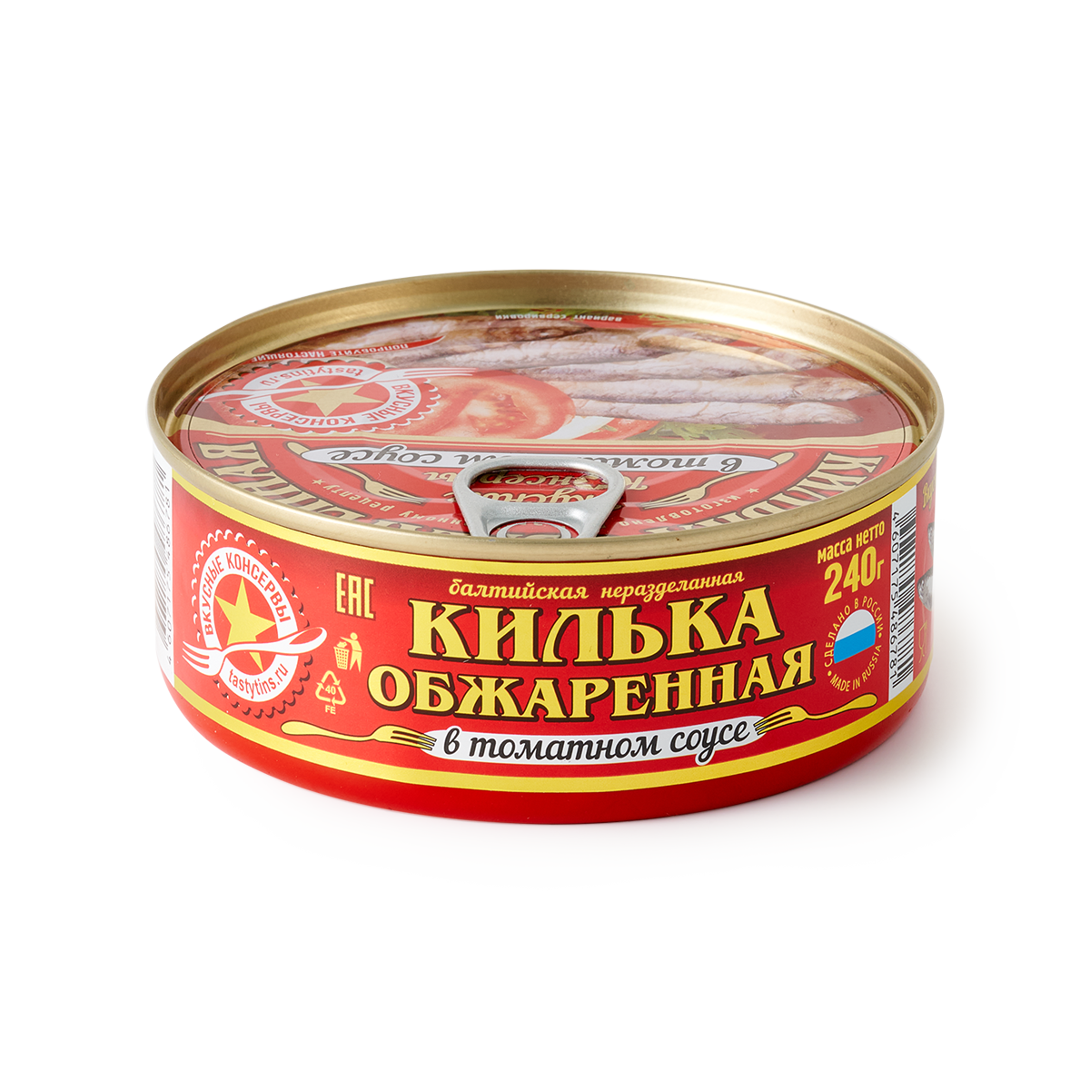 Консервы Вкусные консервы "Килька в томатном соусе", обжаренная, 240 г