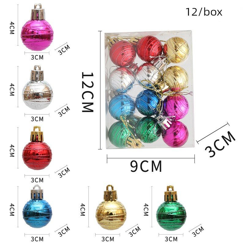 Набор из 12 разноцветных елочных шаров Amazon 3 см неправильной формы, 8 стилей 3cm --- Намоточный шарик (3AD12-6H)