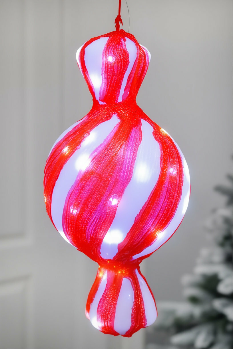 Декоративная светящаяся фигура круглый леденец, акрил, 40 белых LED-огней, 40 см, уличный, Winter Deco 4060449