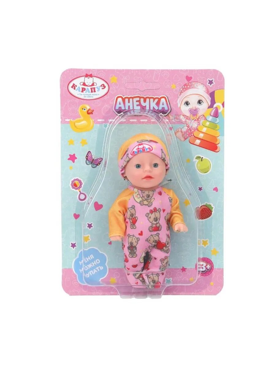 Пупс неозвуч 12см, можно купать, на блистере карапуз в кор.