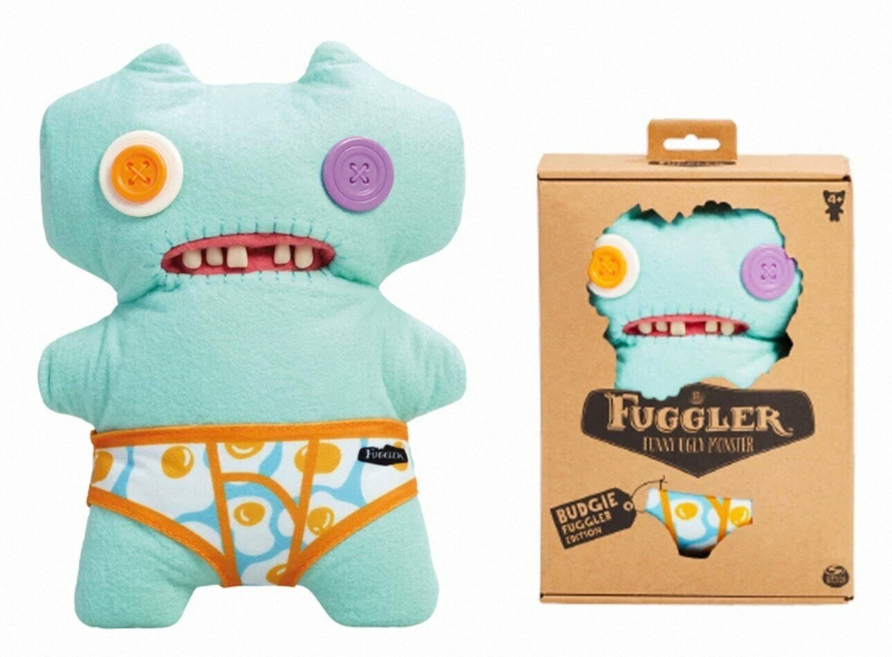 Fuggler игрушка/большая мягкая игрушка zuru fuggler/оригинал/голубой монстрик/с глазами пуговицами