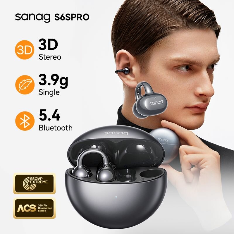 Sanag Наушники беспроводные с микрофоном, Bluetooth, USB Type-C, черный