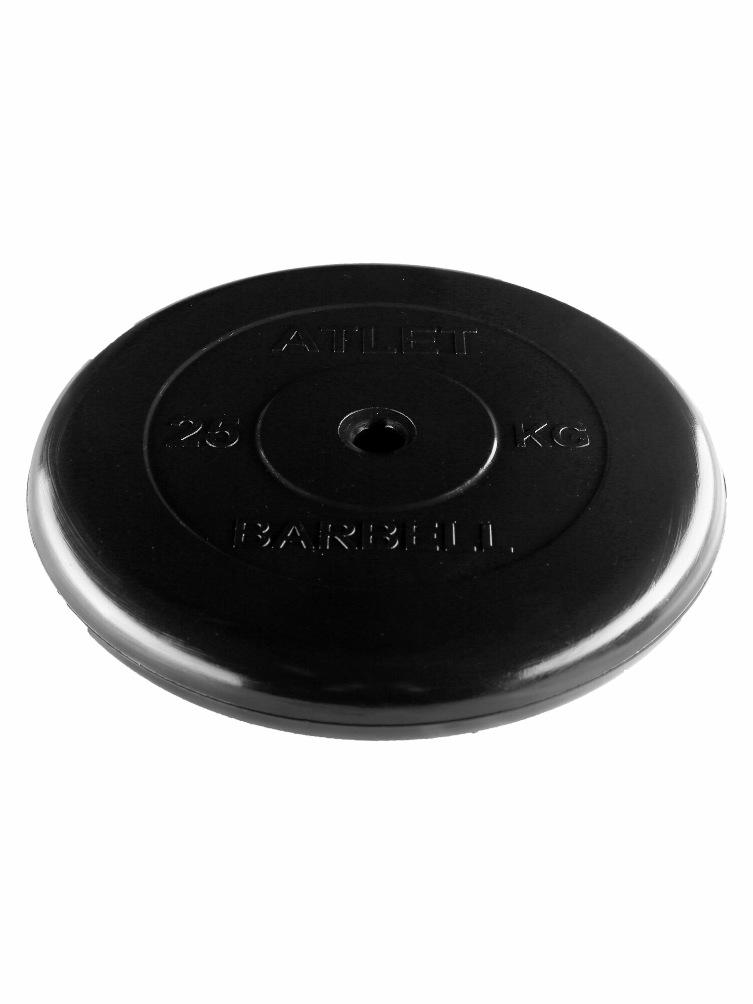 Диск (блин) MB Barbell Атлет, вес 25 кг, D=31мм, обрезиненный, черный — фото 1