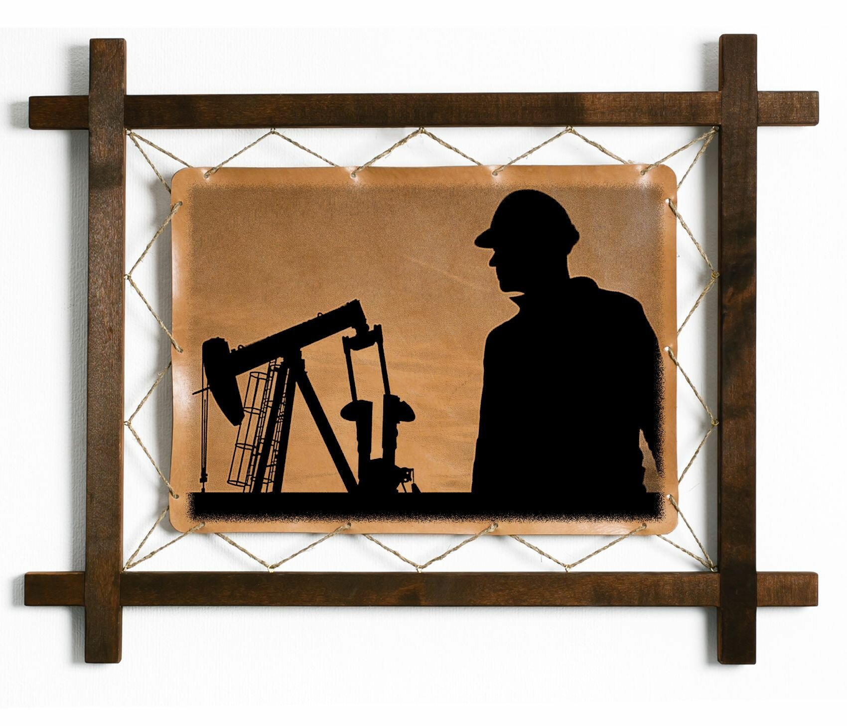 Картина интерьерная из кожи "Нефть", BoomGift