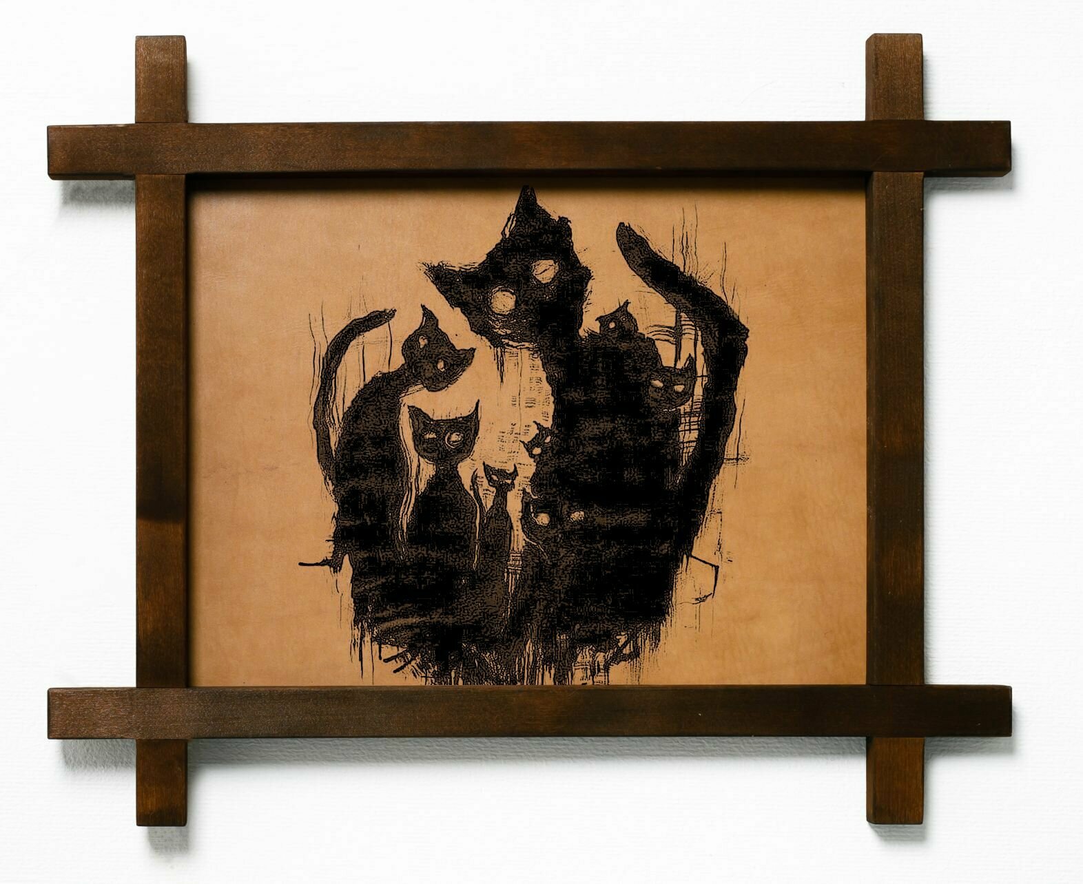 Картина интерьерная из кожи "Коты", BoomGift