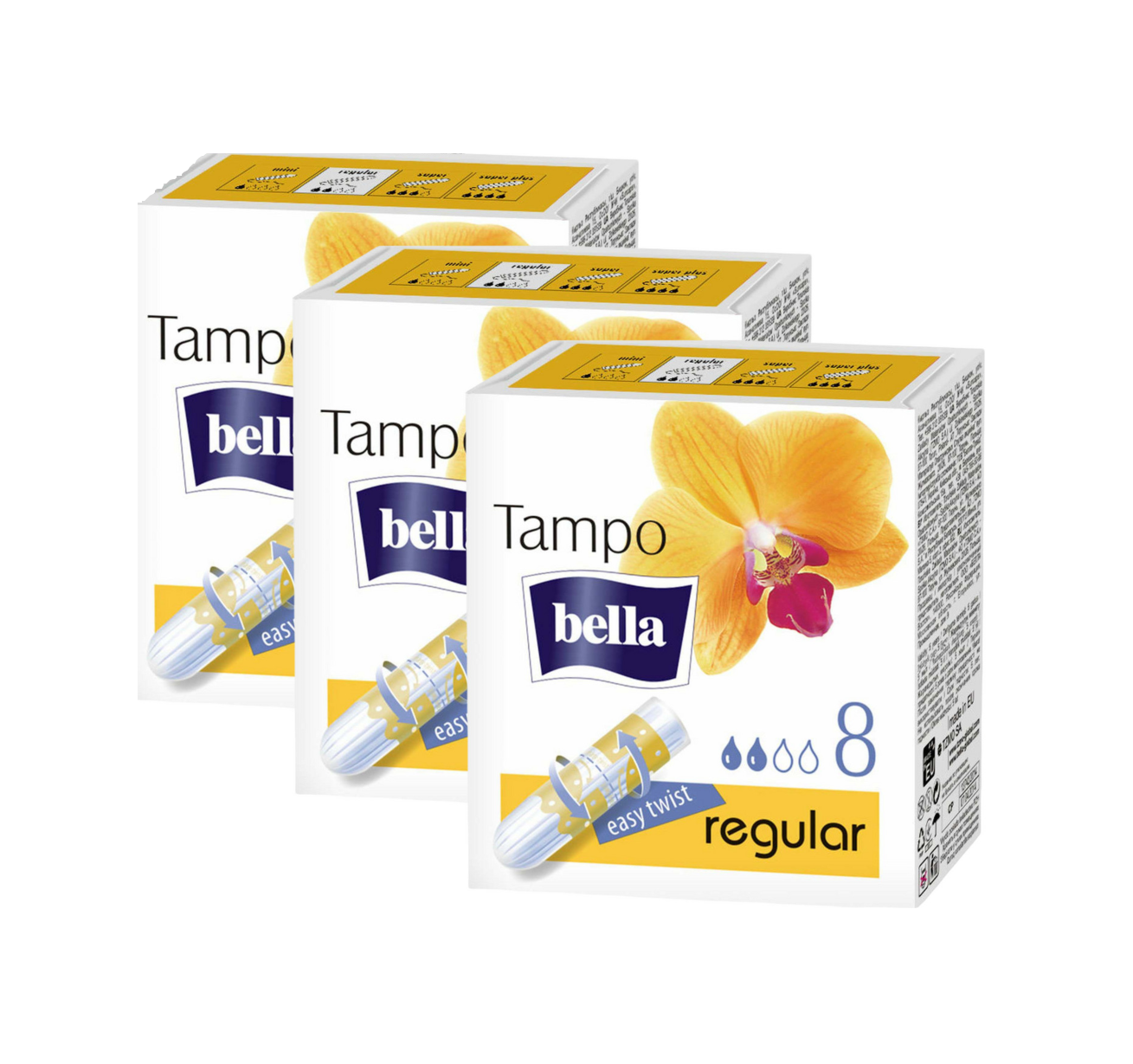 Тампоны гигиенические женские Bella Tampo regular, 2 капли, 3 упаковки по 8 шт