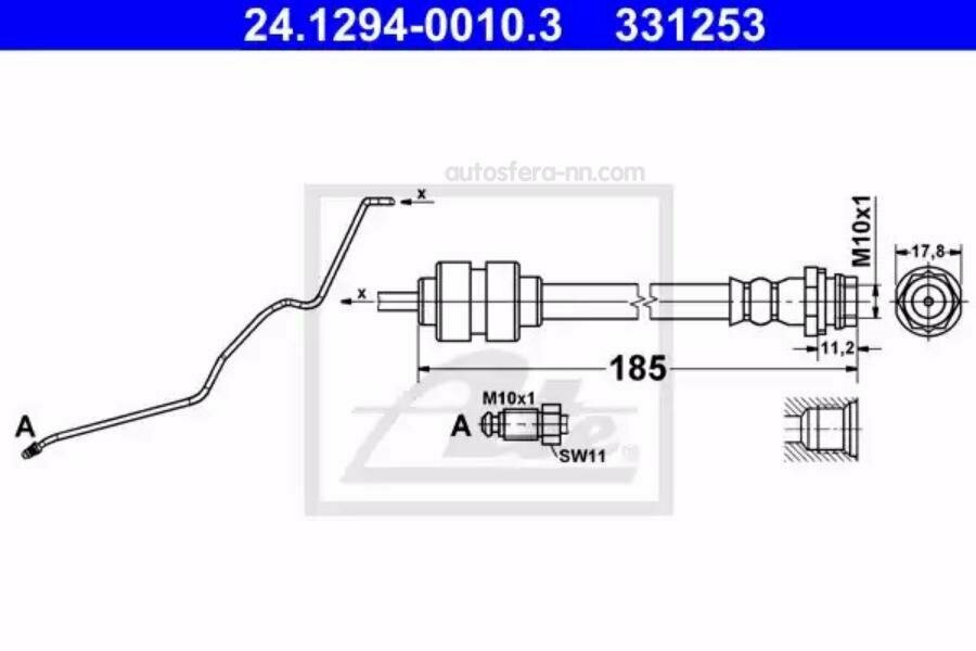 ATE 24129400103 Шланг тормозной передний правый
