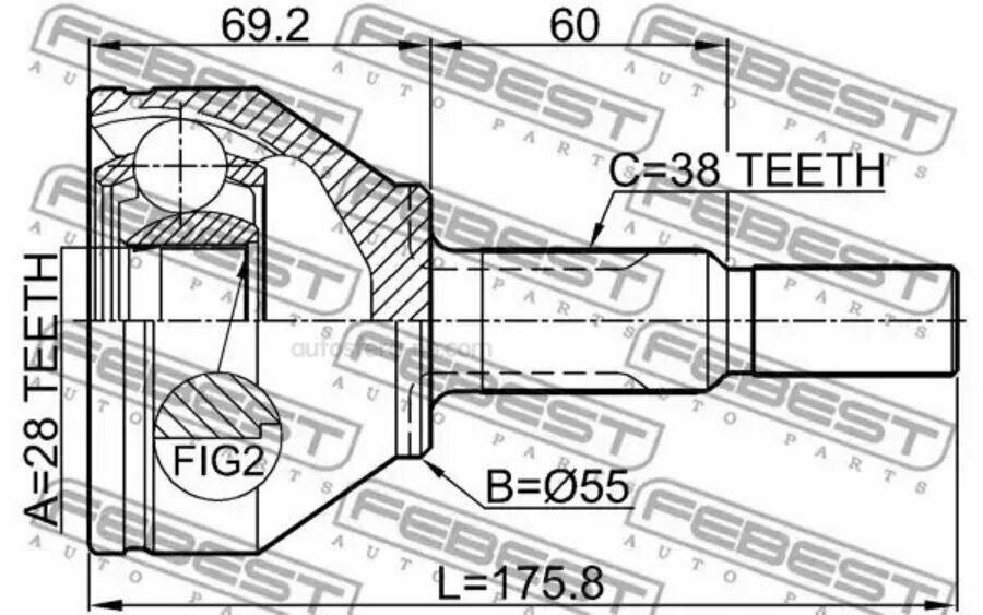 FEBEST 2110EXPL ШРУС наружный 28X55X38