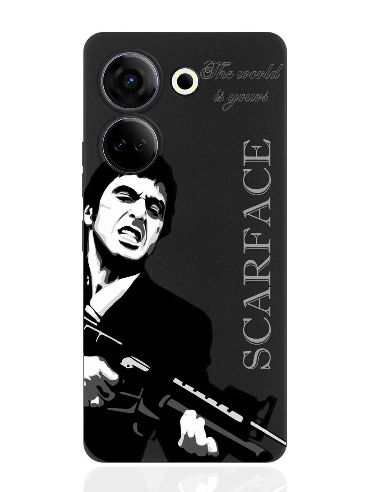 Чехол для смартфона Tecno Camon 20/ 20 Pro 4G черный силиконовый Scarface Tony Montana/ Лицо со шрамом