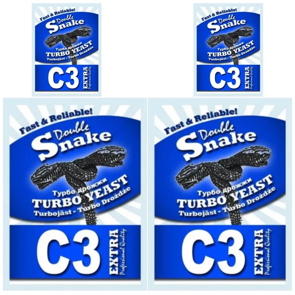 Турбо дрожжи Double Snake C3, 90 гр (Турбо дрожжи Дабл Снейк C3), 4шт