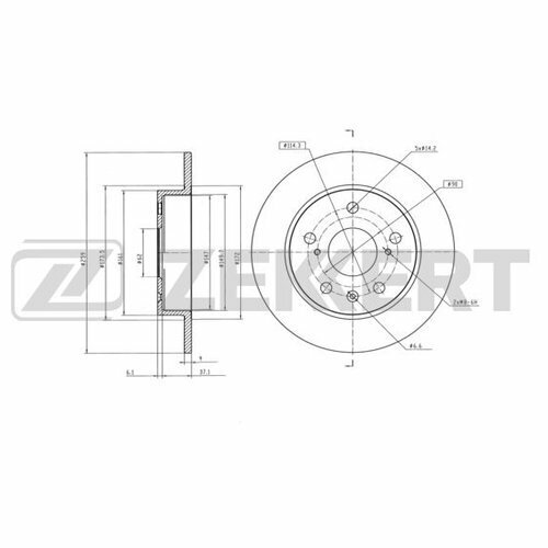 Тормозной диск задний ZEKKERT BS6243 для Suzuki Swift IV, SX4, Vitara