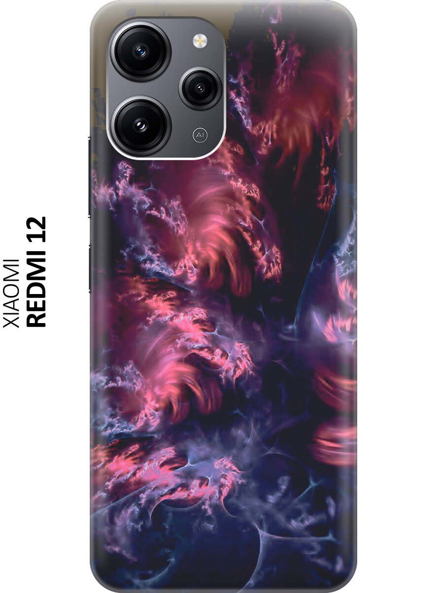 Силиконовый чехол на Xiaomi Redmi 12, Сяоми Редми 12 с принтом "Розово-фиолетовые молнии"