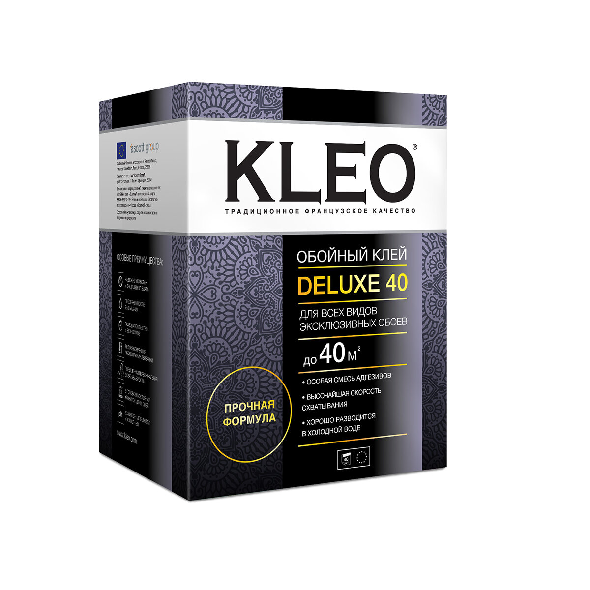 Универсальный клей для обоев Kleo Deluxe 40, пачка 430 г, прозрачный