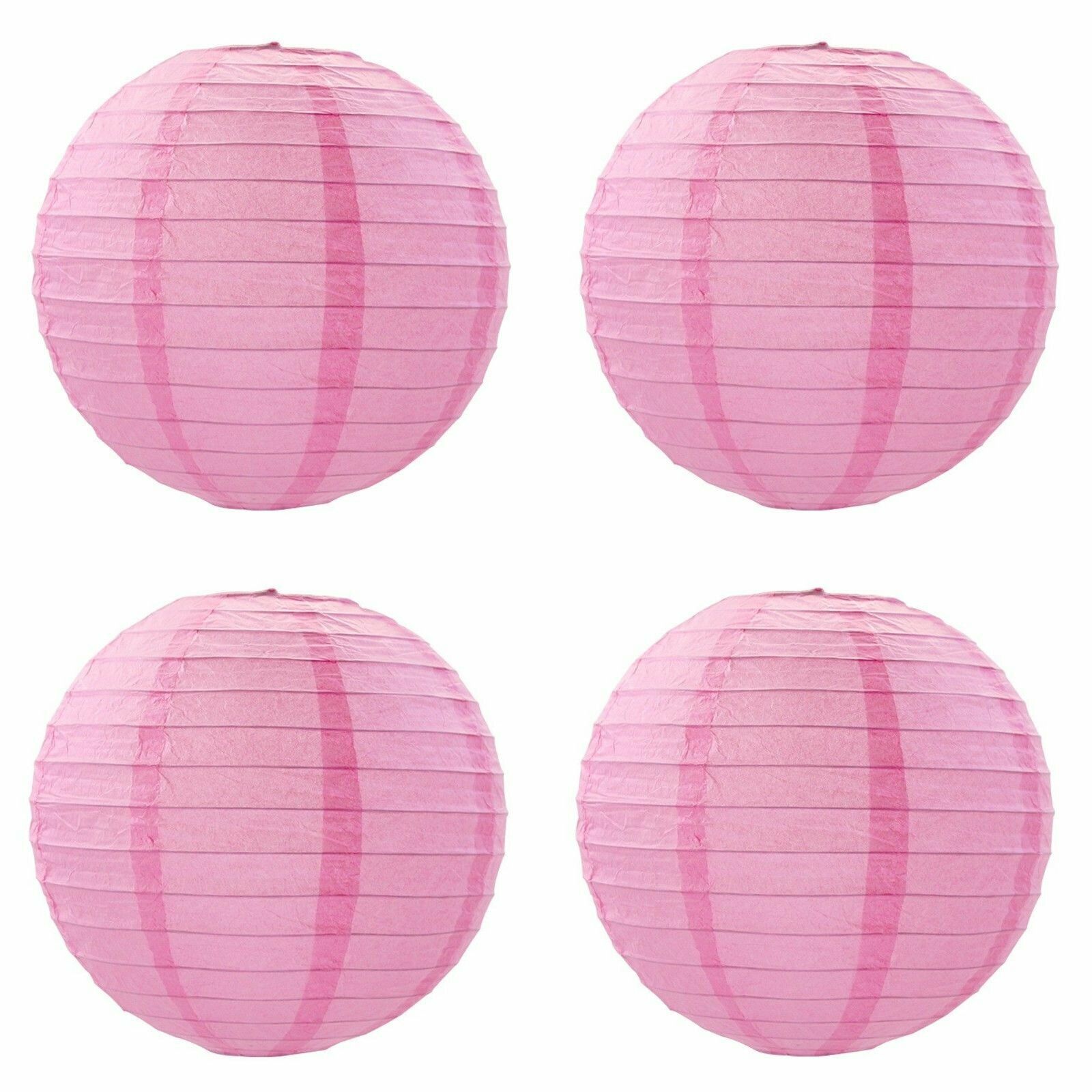 Набор подвесных бумажных фонариков нежно-розовый, диаметр 30 см, 4 шт