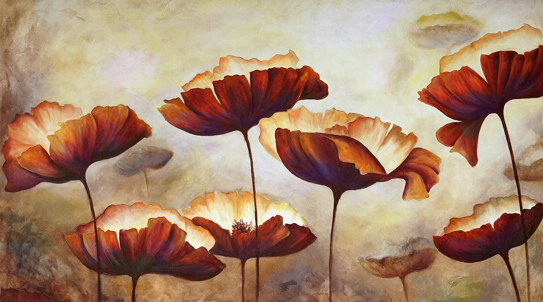 Супермоющиеся антивандальные фотообои Антимаркер, Живопись. Маки, 2-A-2013, 270х150 см