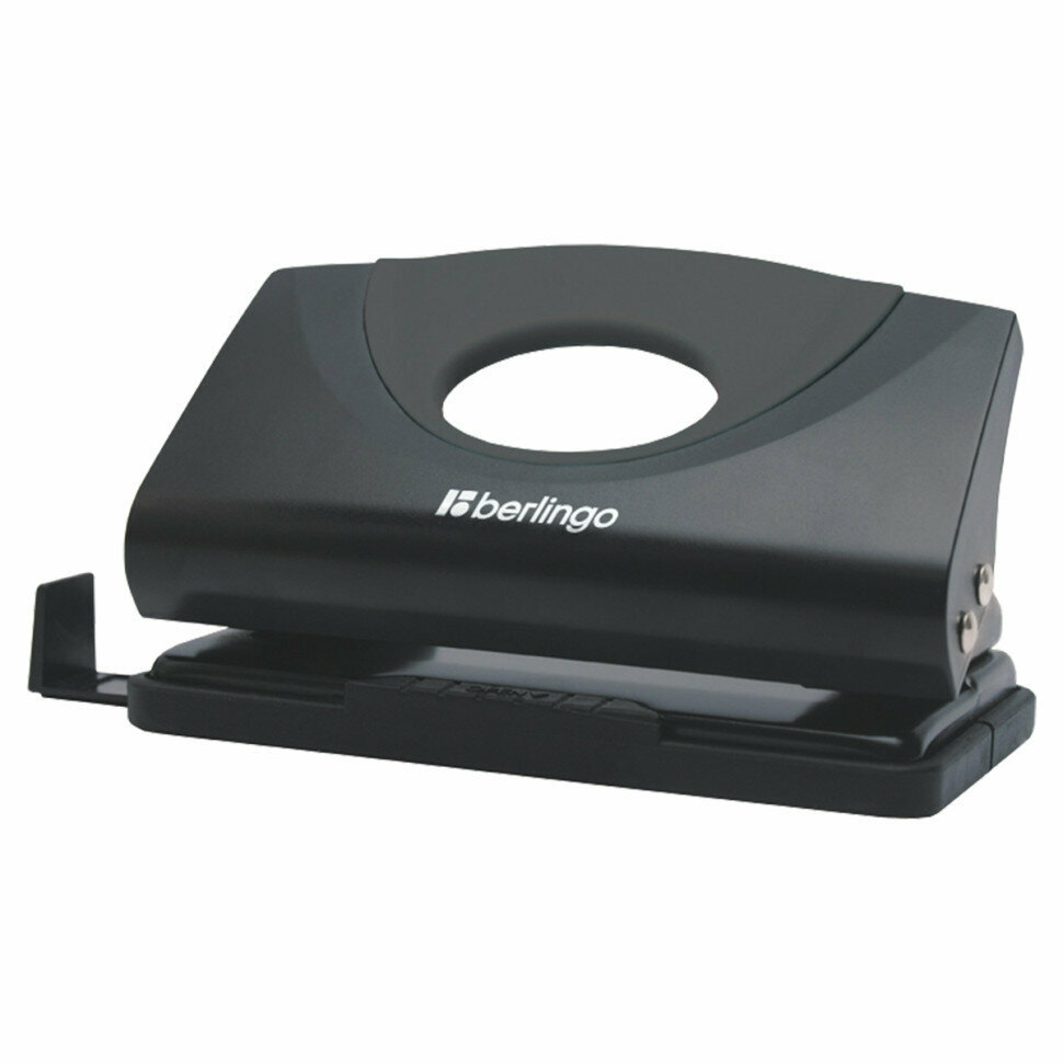 Дырокол Berlingo "Office Soft" 10л, пластиковый, черный, с линейкой, 210982