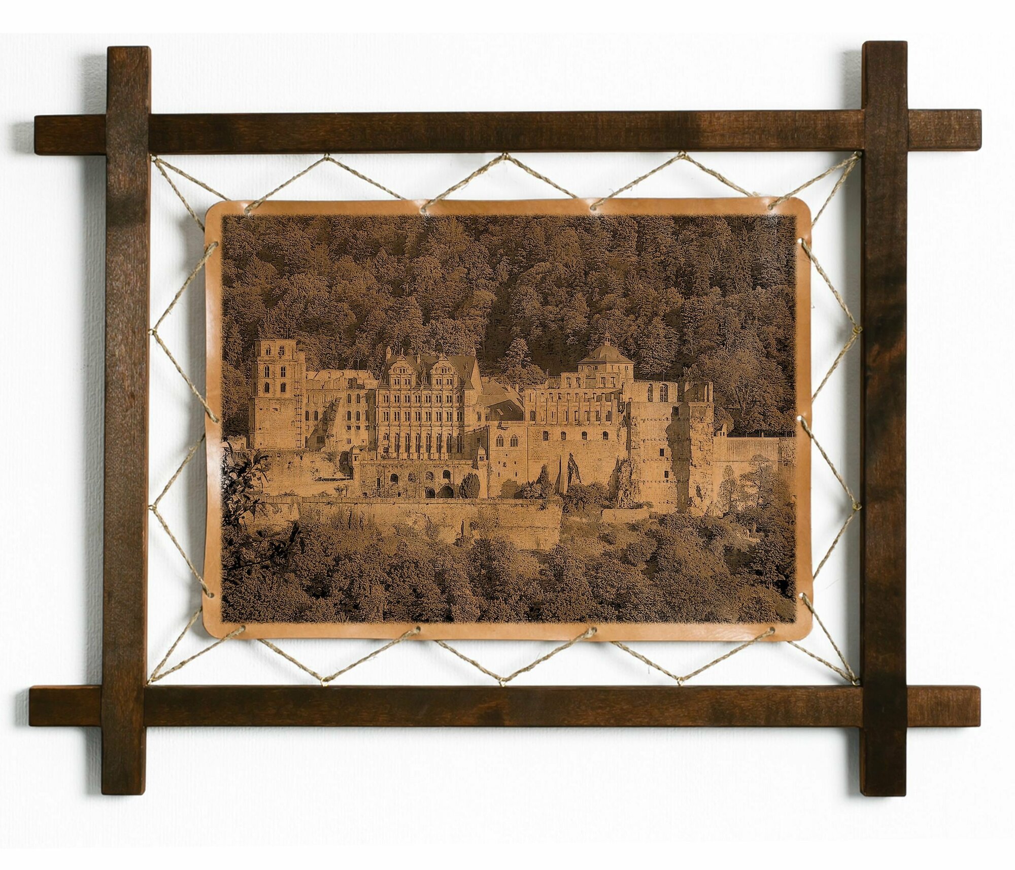 Картина интерьерная из кожи "Гейдельбергский замок, Германия", BoomGift