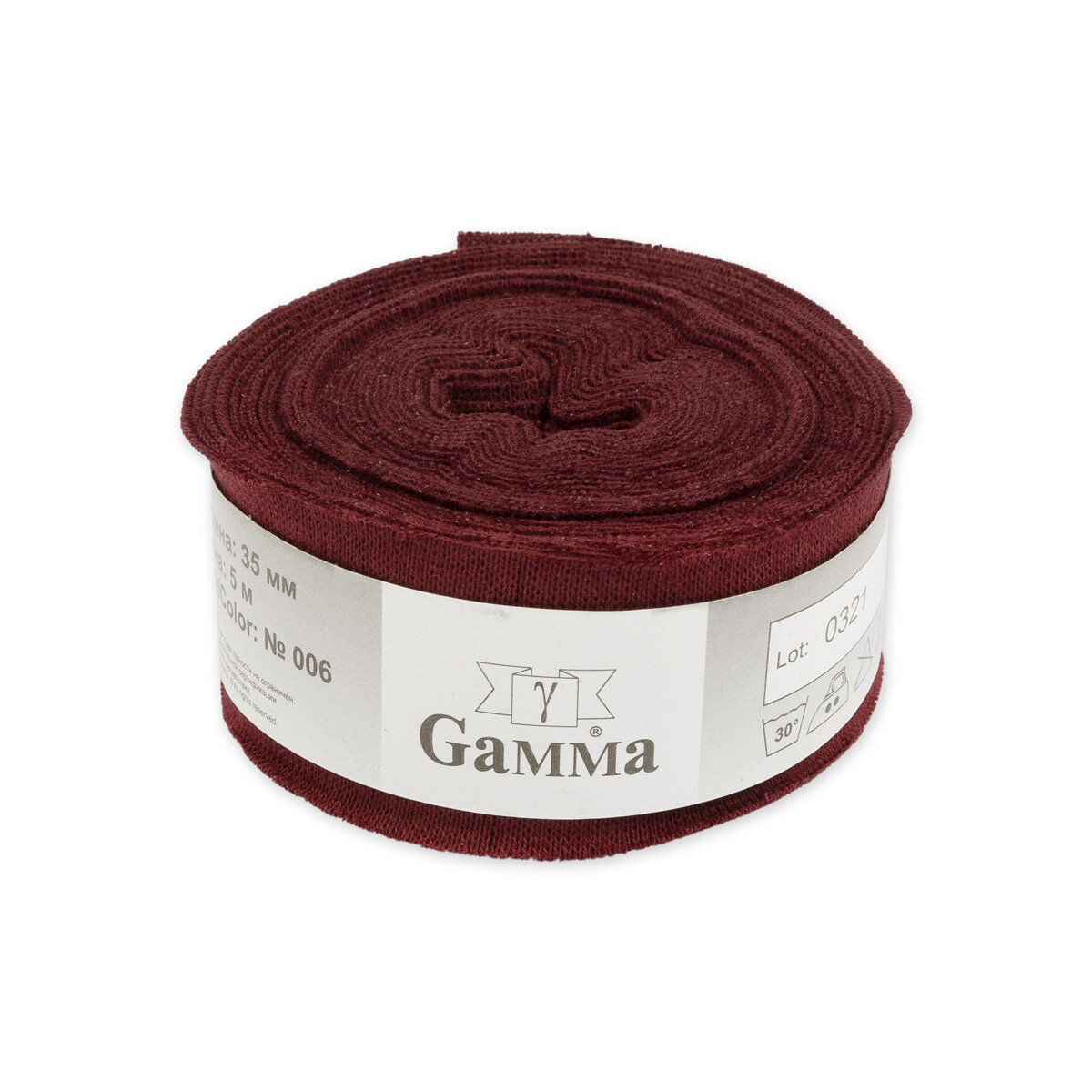 Gamma бордовый окантовочная лента 35 мм бейка трикотажная рибана 95% хлопок 5% эластан