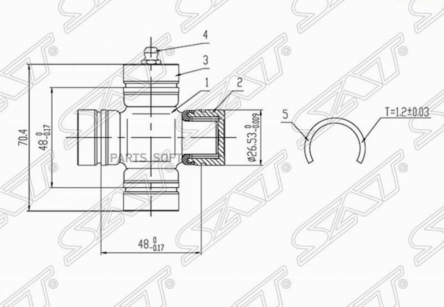 Крестовина карданного вала Hyundai Tucson 04-15 / Kia Sorento 02-09 SAT ST-49300-2E000SP | цена за 1 шт
