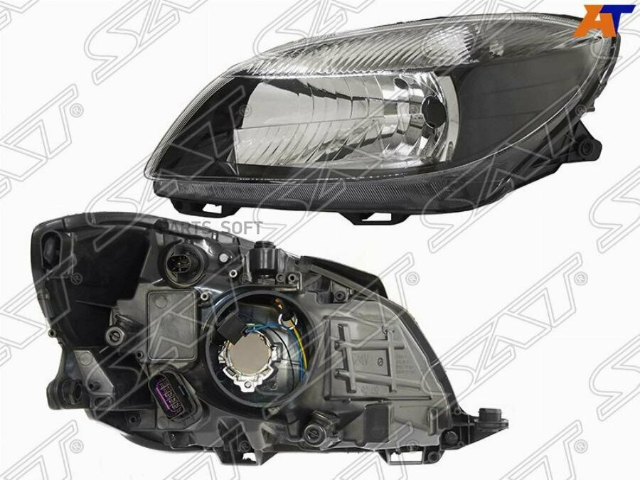 Фара Skoda Fabia 10-15 / Roomster 06-15 (Слева/ Галоген/ С электрокорректором/ Чёрная) SAT ST-665-1121L | цена за 1 шт