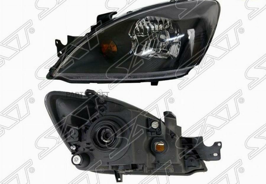 Фара Mitsubishi Lancer 02-10 (Слева/ Ручная регулировка/ чёрная) SAT ST-214-1172BL | цена за 1 шт
