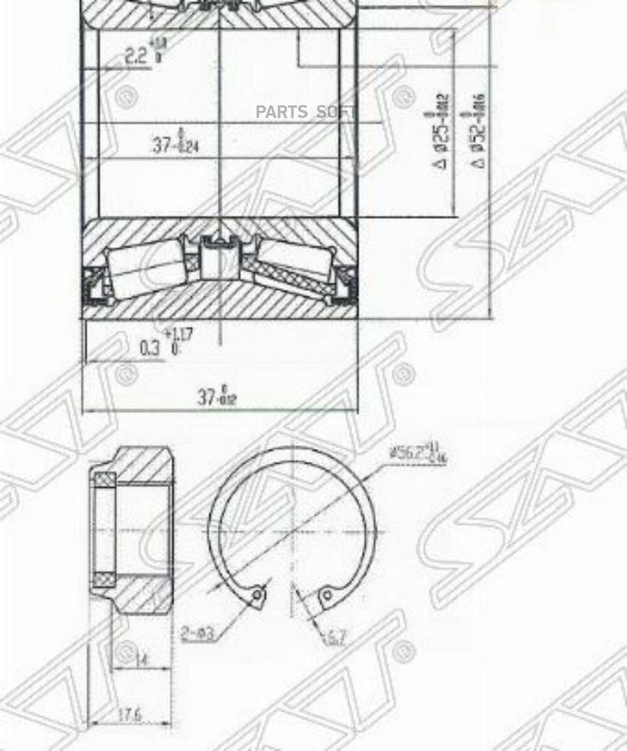 Подшипник задней ступицы Chevrolet Aveo 02-11 / Spark 05-16 (Комплект) SAT ST-7701205812 | цена за 1 шт