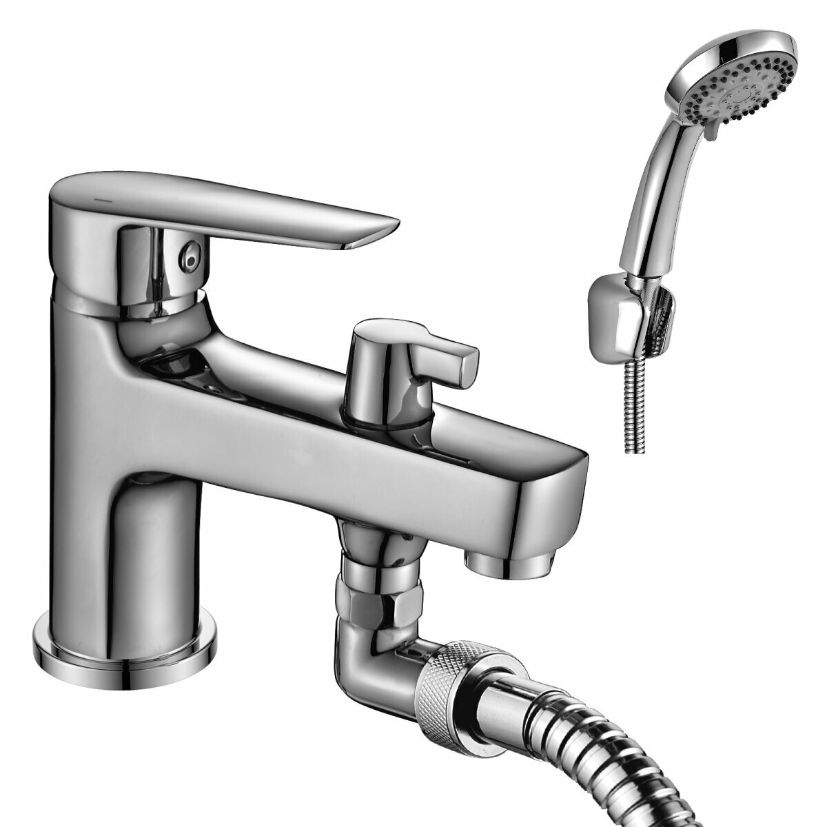 Смеситель Rossinka S35-38 на борт ванны на 1 отверстие с душевой лейкой