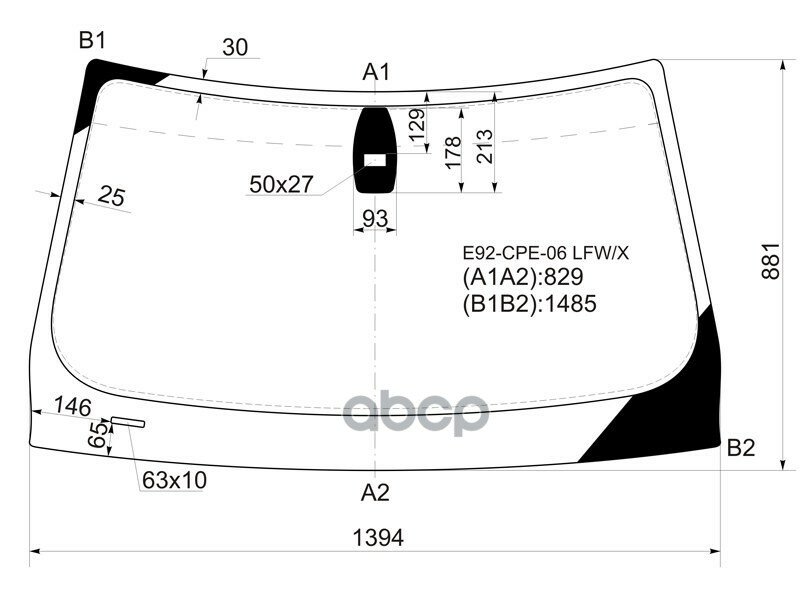 Стекло лобовое (Датчик дождя) BMW 3-Series 05-14 XYG арт. E92-CPE-06 LFW/X