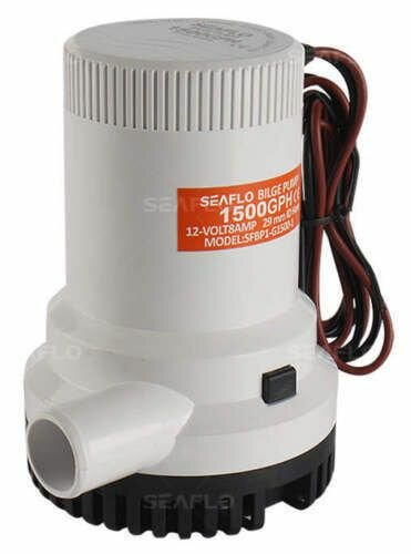 Осушительная помпа SeaFlo 12 вольт, 1500GPH (5677,5 л/час, высота 3,5 м), для лодки (насос 12 В осу