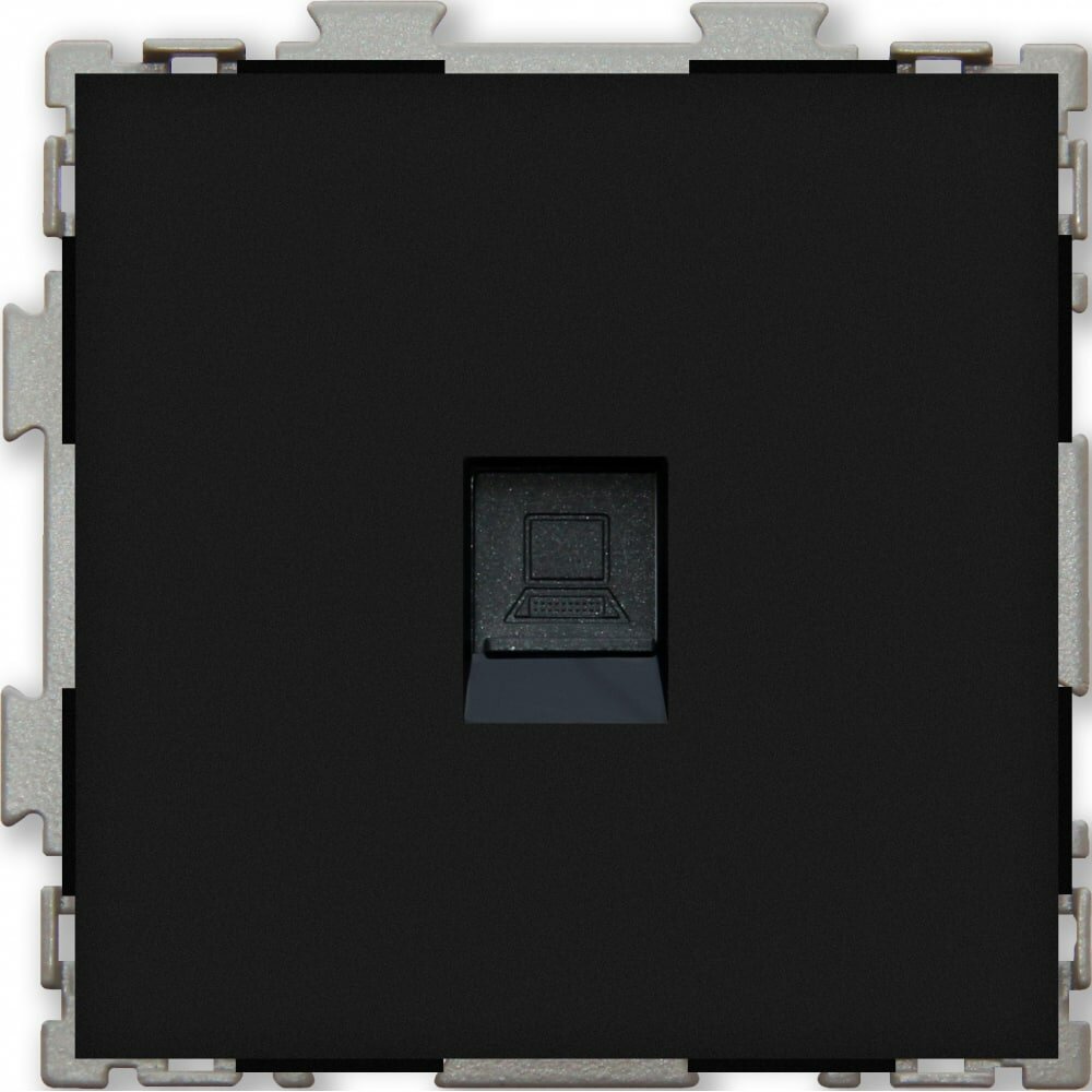 Компьютерная розетка CGSS RJ45 кат. 5e одинарная, черная Практика PL-W201C-BCM