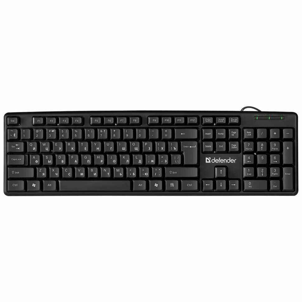 Клавиатура проводная DEFENDER Element HB-520, USB, 104 клавиши + 3 дополнительные клавиши, черная, 45522, 511790