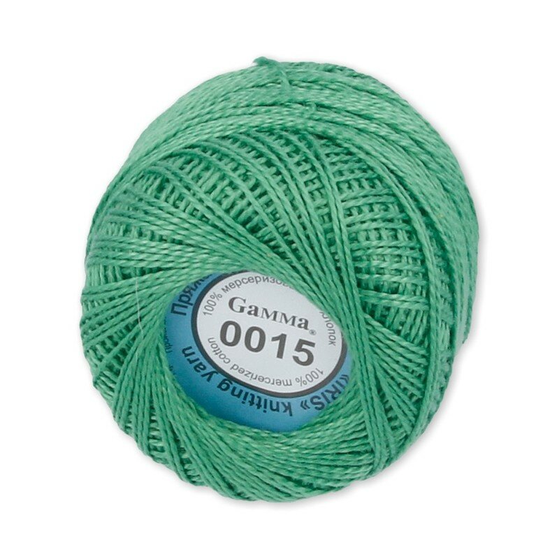 Пряжа "Gamma" Ирис 100% хлопок 10 г 82 м №0015 св. зеленый