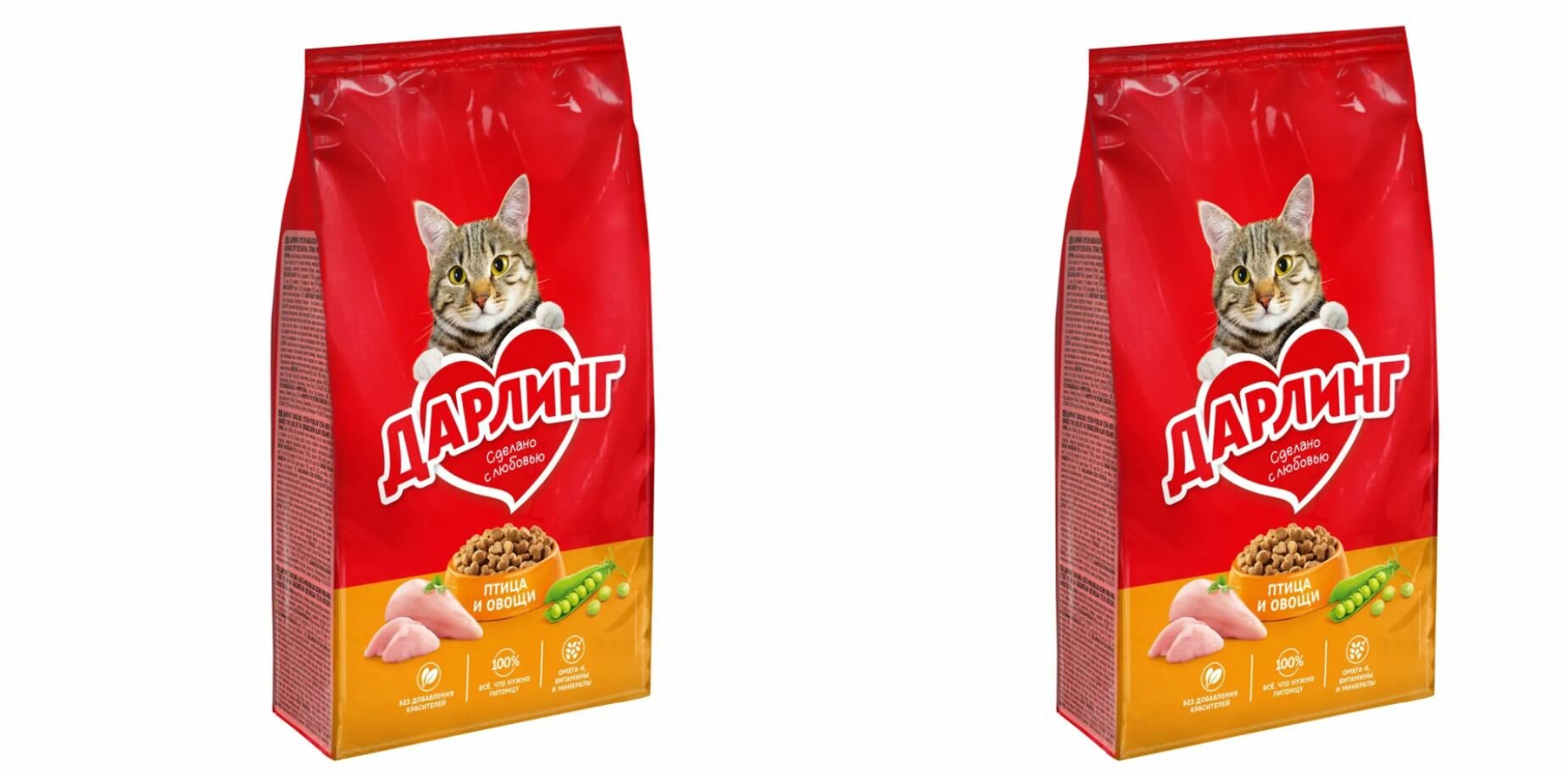 Дарлинг сухой корм для взрослых кошек с птицей и овощами, 760 г, 2 шт